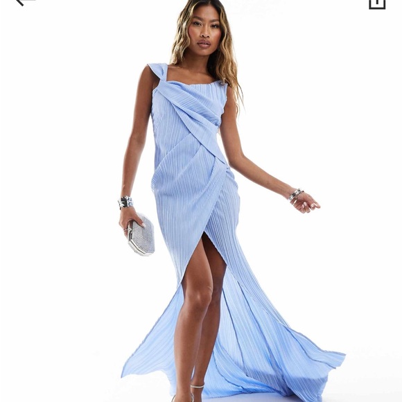 ASOS | Dresses | Asos Design Plisse One Shoulder Premium Drape Maxi ...